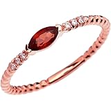 Amazon.com: 10k Rose Gold Dainty Diamond and Marquise Ruby Beaded ...