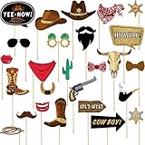 Amazon.com: 19 Pieces West Cowboy Photo Booth Props Kit, Cowgirl ...