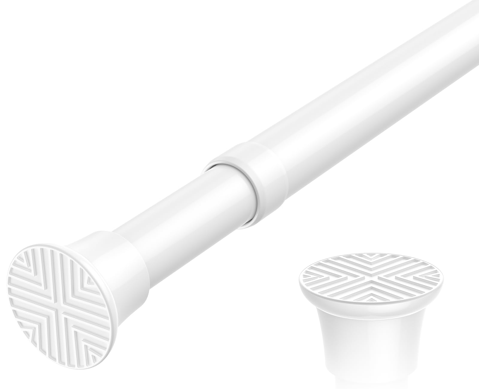 White Tension Curtain Rod 18-39 inch,Adjustable Small Tension Rod,No ...