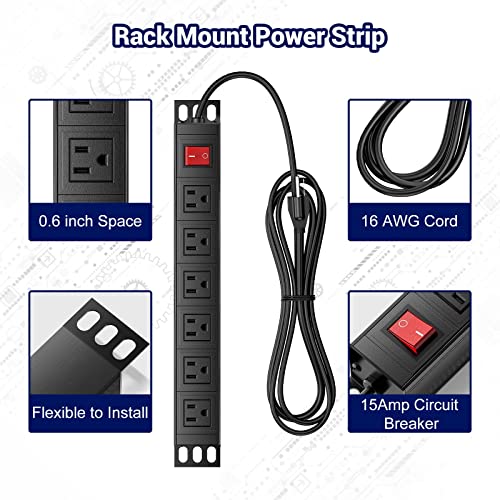 6 Outlets Wall Mount Power Strip, Metal Rack Mount Power Outlet with 6 ...