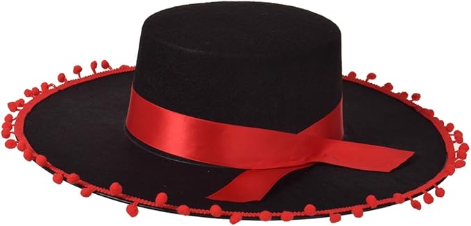Adult Costume Spanish Hat Black Red Matador Hat Sombrero Hat: Amazon.co ...