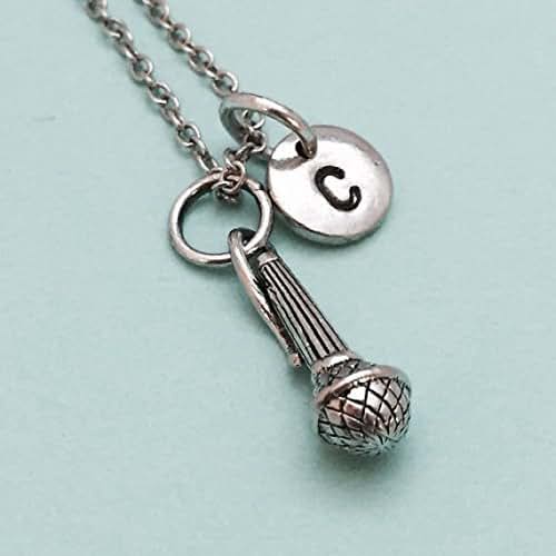 Amazon.com: Microphone necklace, microphone charm, mic necklace, music ...