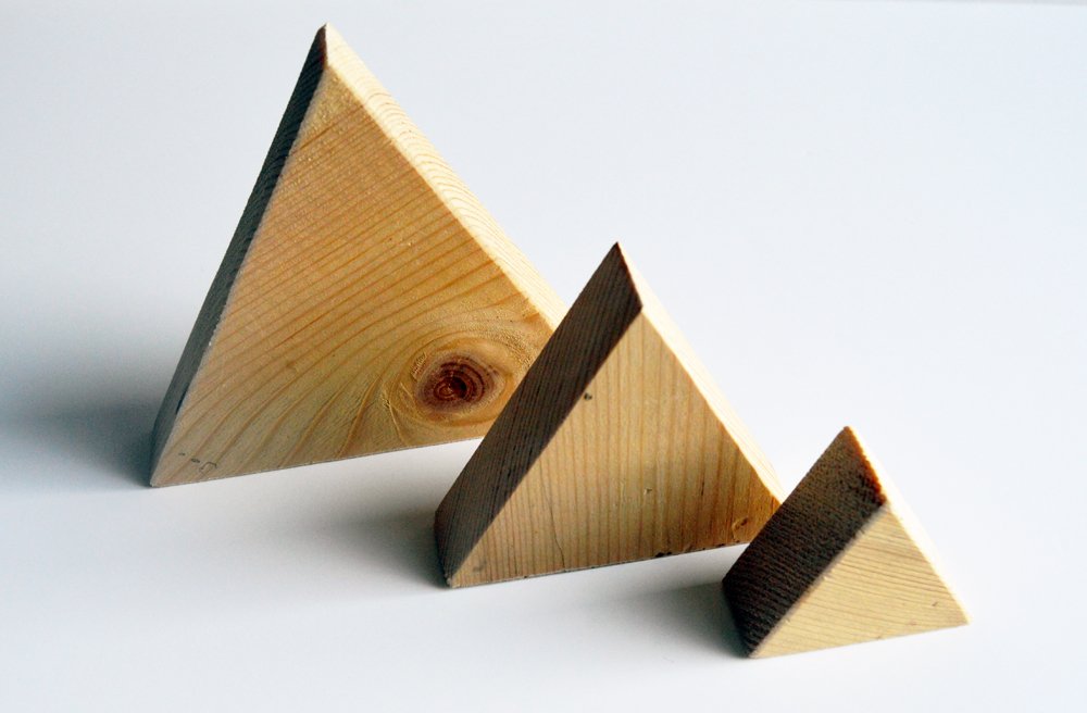 Unpainted Set of Three Wooden Mountains, Tribal Wooden Triangles ...