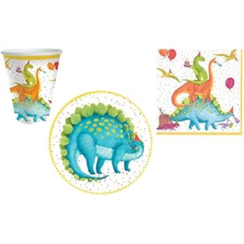 Amazon.com: Pink Little Dino Girl Dinosaur Birthday Party Supplies Set ...