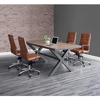 Amazon.com : Rivet Conference Table 96"W x 42"D Weathered Oak/Charcoal ...