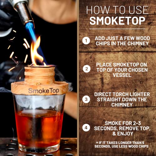 SmokeTop Cocktail Smoker Kit - Old Fashioned Chimney Drink Smoker for Cocktails, Whiskey ...