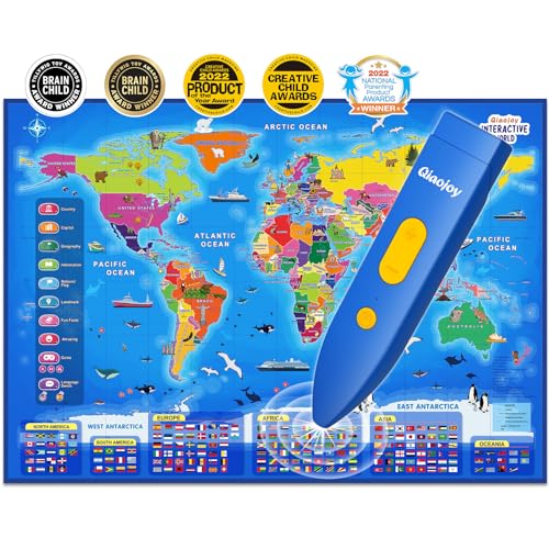 Qiaojoy Bilingual Interactive World Map for Kids Learning and ...