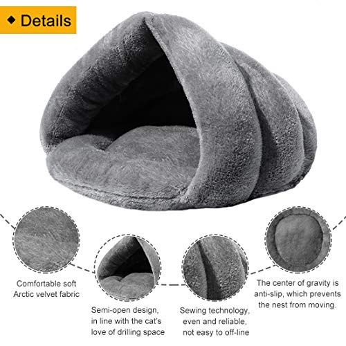 Cat Cuddle Cave Bed Self-Warming Cat Sleeping Bed Winter Pet Bed Cozy ...