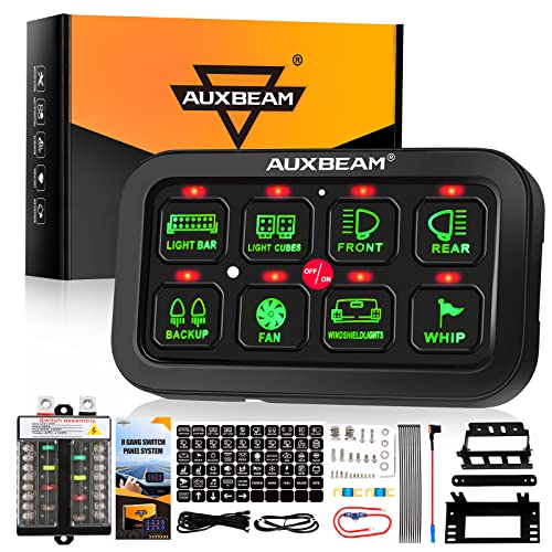 Auxbeam 8 Gang Switch Panel GB80, Universal Circuit Control Relay ...