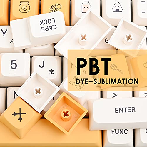 Guffercty kred GTSP XDA Honey Milk Keycaps PBT Japanese Bee keycap 140 ...