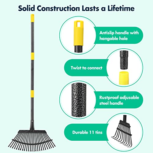 Rake - 79 Inch Long Garden Leaf Rake, 18 Inch Wide Heavy Duty Leaf Rake ...