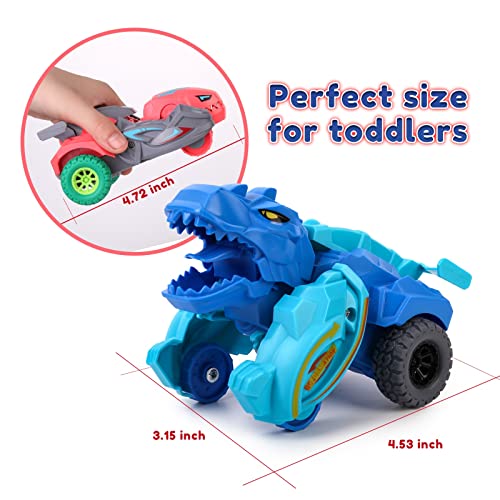 Danvren Dinosaur Push and Go Cars Toys for Kids, Toddler Transform Dino ...