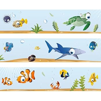 Imperial Disney Home DF059231B Finding Nemo Shark Border, Blue, 10.25 ...