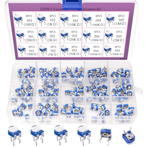 Taiss 15 Values 100-2M Ohm Variable Resistor Potentiometer 6mm ...