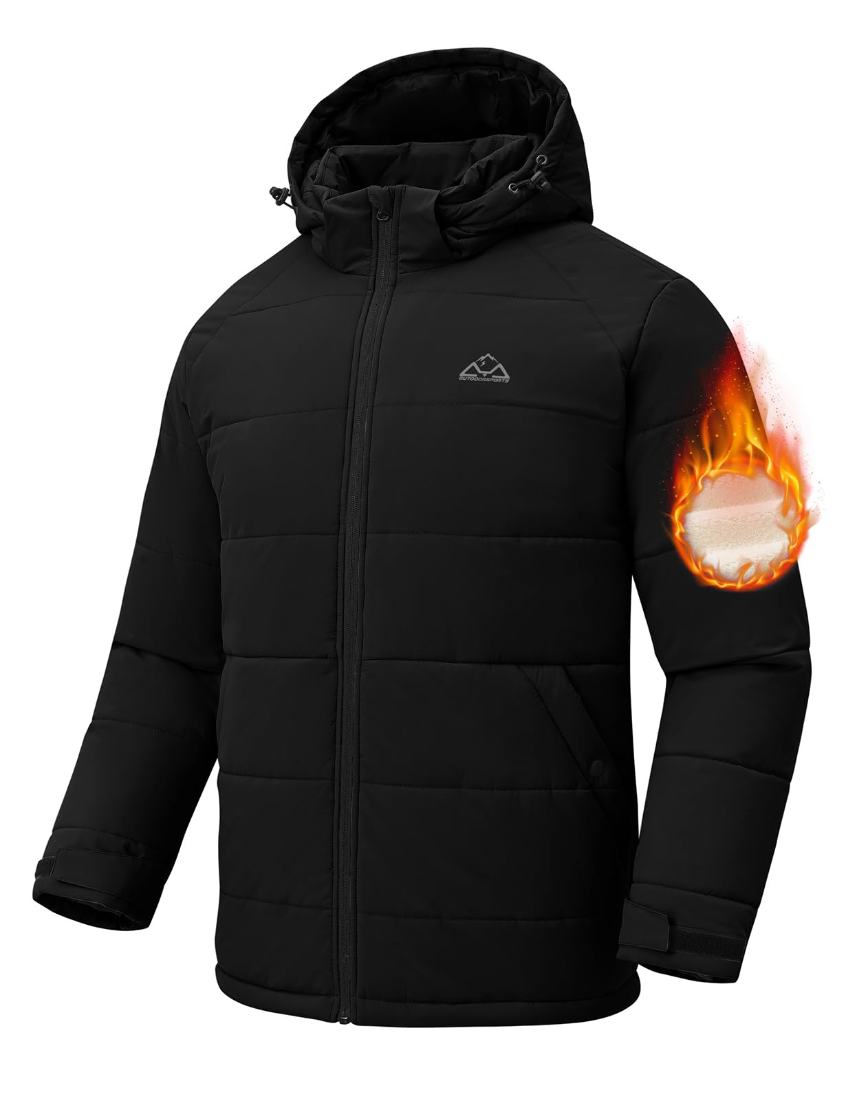 Rdruko Men's Winter Coats Water Resistant Fleece Puffer Jacket ...