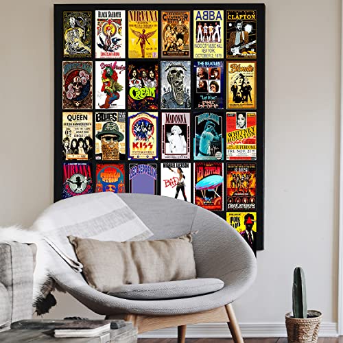 72Pcs Vintage Rock Band Posters Wall Collage Kit - Old Retro Music ...