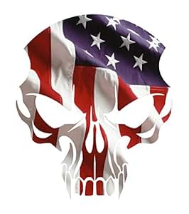 Amazon.com: Kolbra Designs American Flag Skull Decal Set of 2-7"x9" Big ...