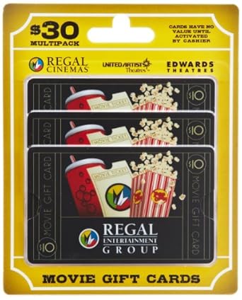 Amazon.com: Regal Entertainment Gift Cards, Multipack of 3 - $10: Gift ...