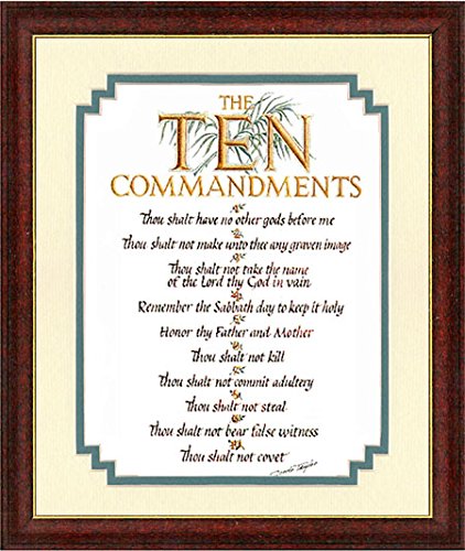 Ten Commandments Calligraphy Framed Scripture Art 11" X 13": Amazon.co ...