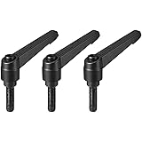 uxcell M12 x 40mm Handle Adjustable Clamping Lever Thread Push Button Ratchet Male Threaded Stud ...