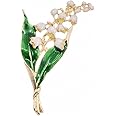 Amazon.com: Jana Winkle Alloy Enamel White Floral Leaf Brooch Lily Of ...