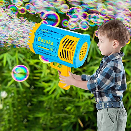 Bubble Machine Gun, Bubble Gun with Lights, Bubble Solution, 69 Holes ...