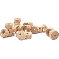 Amazon.com: Mini Wood Wheels Treaded Style, 1 Inch Diameter, Pack of 25 ...