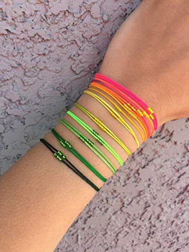 Amazon.com: Neon Colors Bracelet, Mens String Bracelet, Waterproof ...