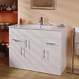 1000 Vanity Unit with Basin for Bathroom Ensuite - Wall Hung Soft ...