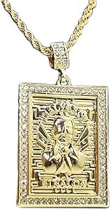 14K Gold Plated Jesus Malverde Chain Square Bling Pendant Sinaloa Narco ...
