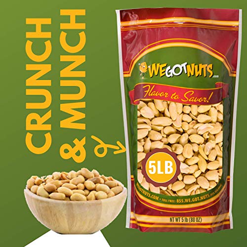 Peanuts Dry Roasted Unsalted, Blanched, 5 Pound Bulk Bag - We Got Nuts, | Pricepulse
