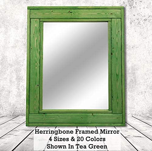 Amazon.com: Herringbone Reclaimed Wood Framed Mirror Stained in Tea ...