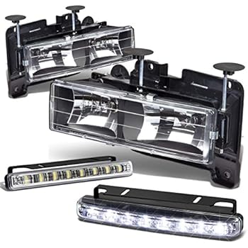 Amazon.com: For Chevy/GMC C/K-Series GMT400 Black Housing Headlight+DRL ...