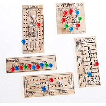 Amazon.com: Wooden Peg Board Travel Games, Golf, Basketball, Football ...