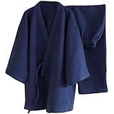 thefancypumpkin Men's Japanese Style Robes Loose Thicker Warm Winter Kimono Pajamas Suit-A Wine ...