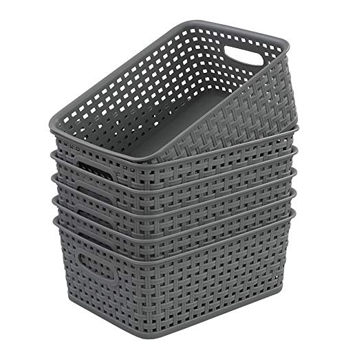 Readsky Plastic Storage Basket Small, Gray, Pack of 6 | Pricepulse