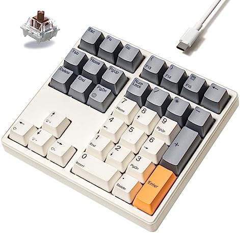 Kisnt Mechanical Number Pad, 34 Key Hot Swappable Numpad Wired USB ...
