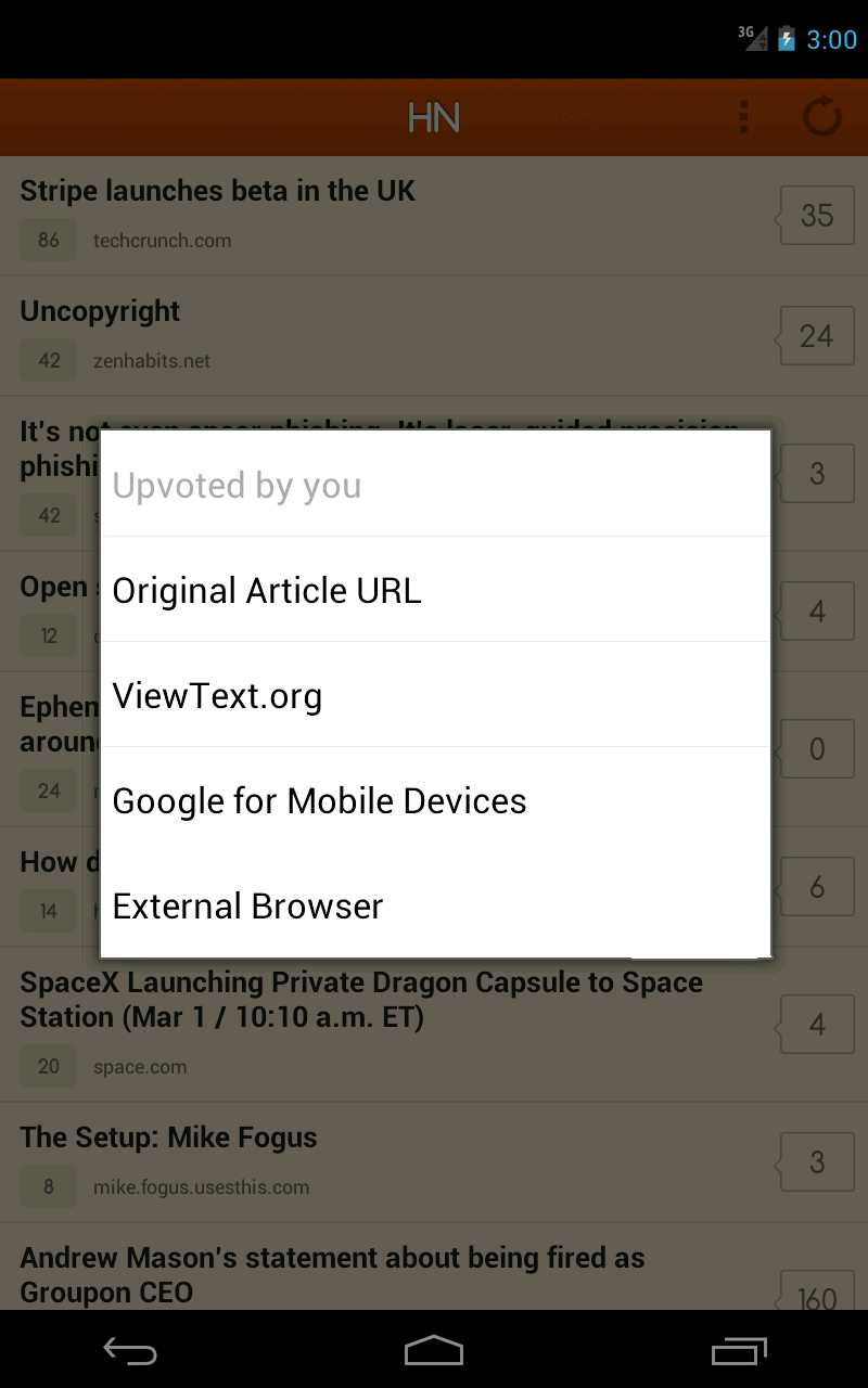 HN - Hacker News Reader:Amazon.com:Appstore for Android