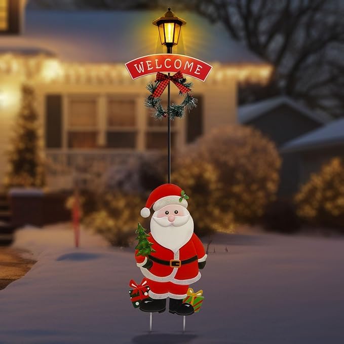 LIGHTSHINE Metal Solar Christmas Decorations, 52 Inch Solar Lamp Post ...