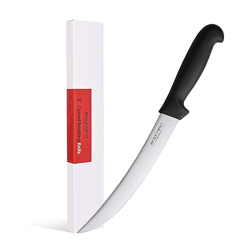 BOLEXINO 8 Inch Curved Breaking Butcher Knife With Ergonomic Handle ...