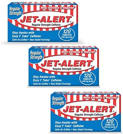 Amazon.com: Jet-Alert 100 MG Each Caffeine Tab 120 Count - Pack of 3 ...