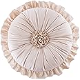 Amazon.com: S SSOY Velvet Round Pillow - Ruffle Home Decoration Cushion ...