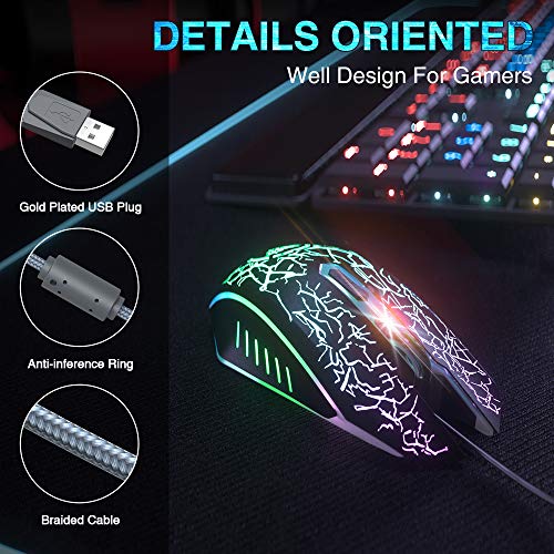 BENGOO Gaming Mouse Wired, Ergonomic Gamer Laptop PC Optical Computer Mice with RGB Backlit, 4 ...