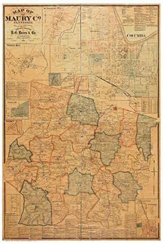 Amazon.com: Maury County Tennessee 1878 - Wall Map with Homeowner Names ...
