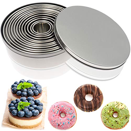 12 Pieces Round Cookie Cutter Set, Graduated Circle Pastry Cutters, 18/ ...