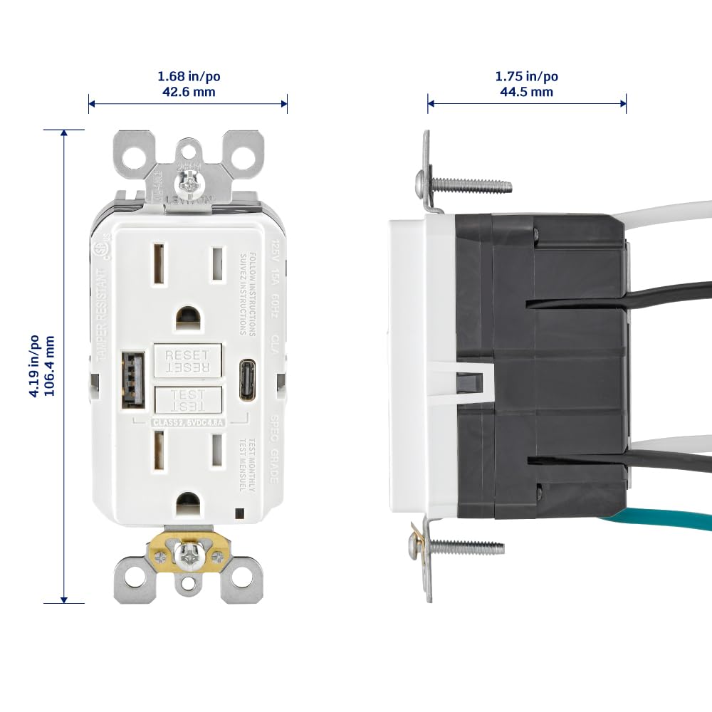 Mua Leviton 15A SmartlockPro Self-Test GFCI Combination with Type A ...