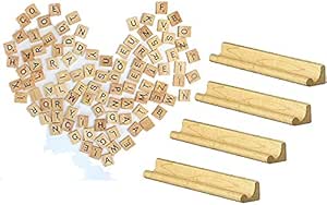 Amazon.com: Wooden Scrabble Replacement Tiles & Letter Racks Set of ...
