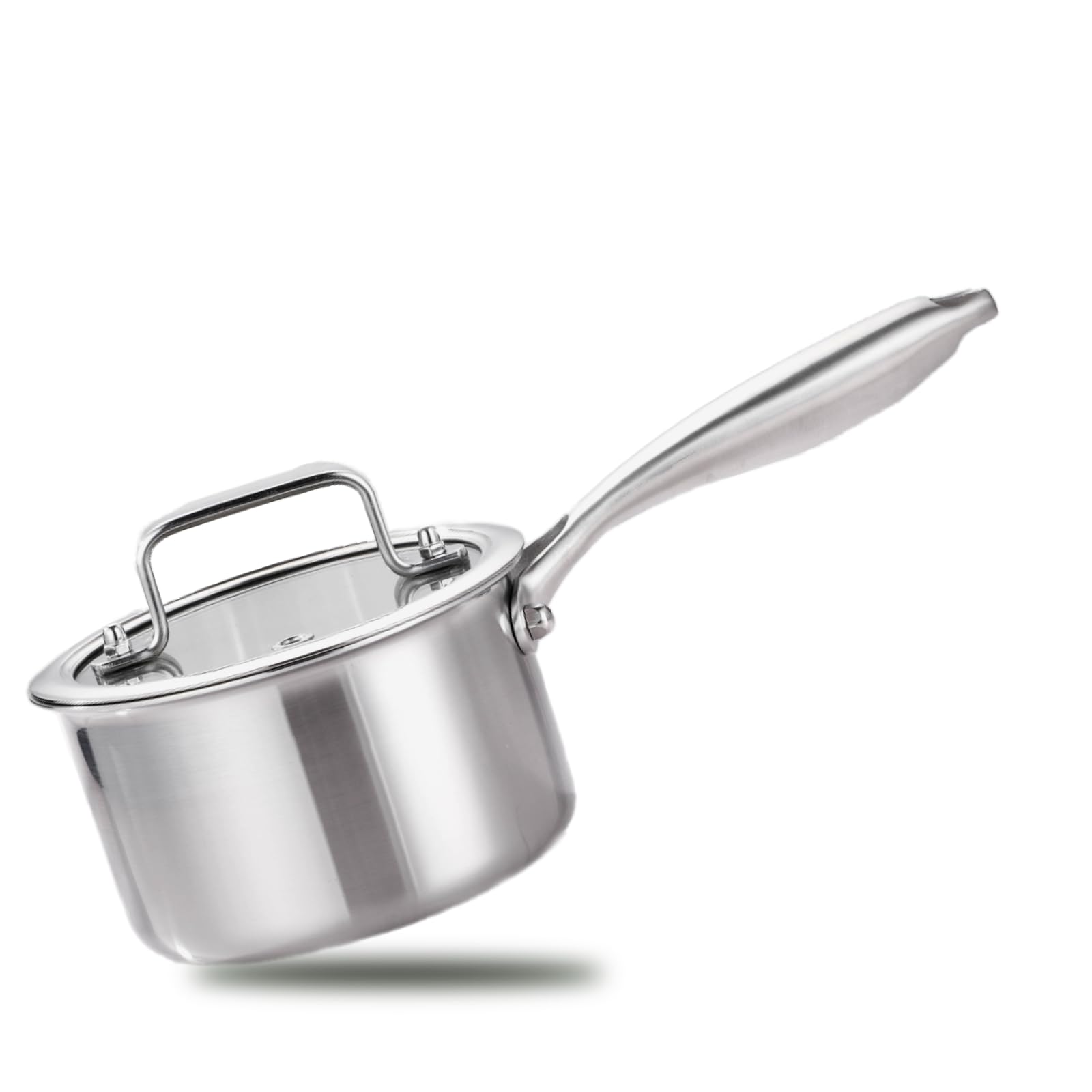 MOUTIUS 1 Quart Triple Stainless Steel Saucepan with Lid, Ramen Pot ...