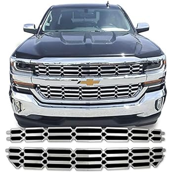Amazon.com: 16-18 Chevy Silverado 1500 Chrome Plated Grille Skin Bumper ...