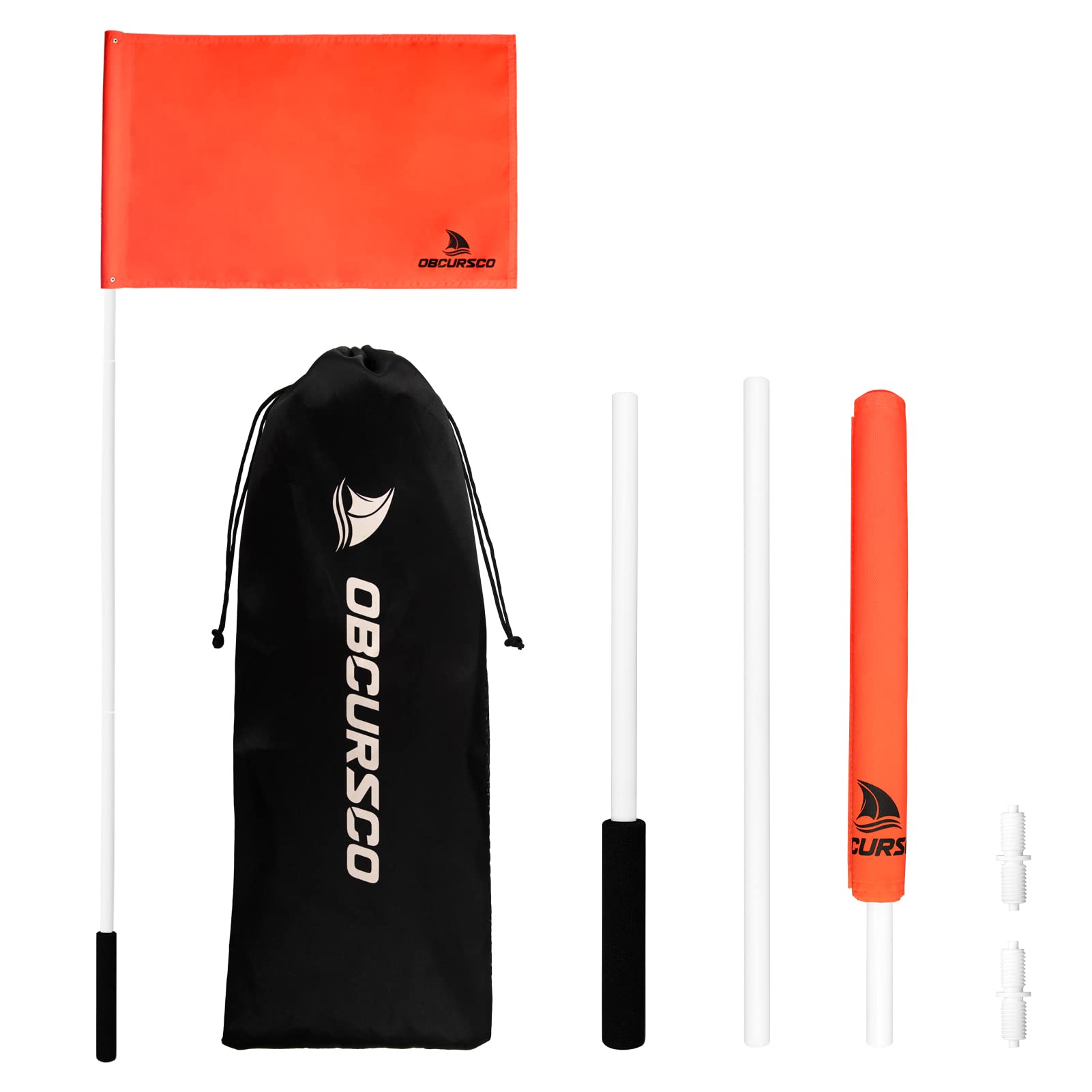 Obcursco 48-Inch Orange Boat Flag with Pole, Floatable 12"x 18" Water ...